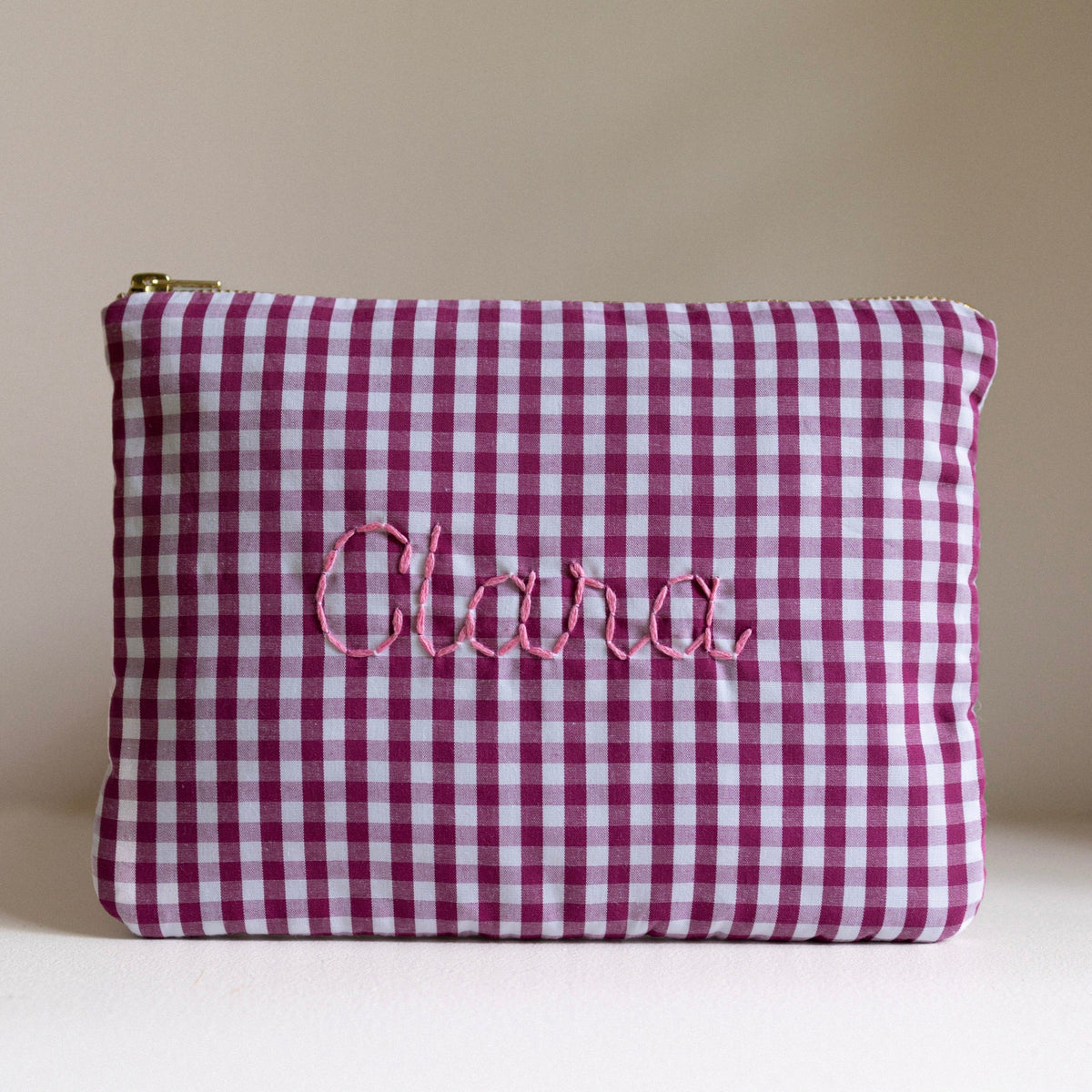 Zipped pouch - Vichy Bordeaux – Cajou
