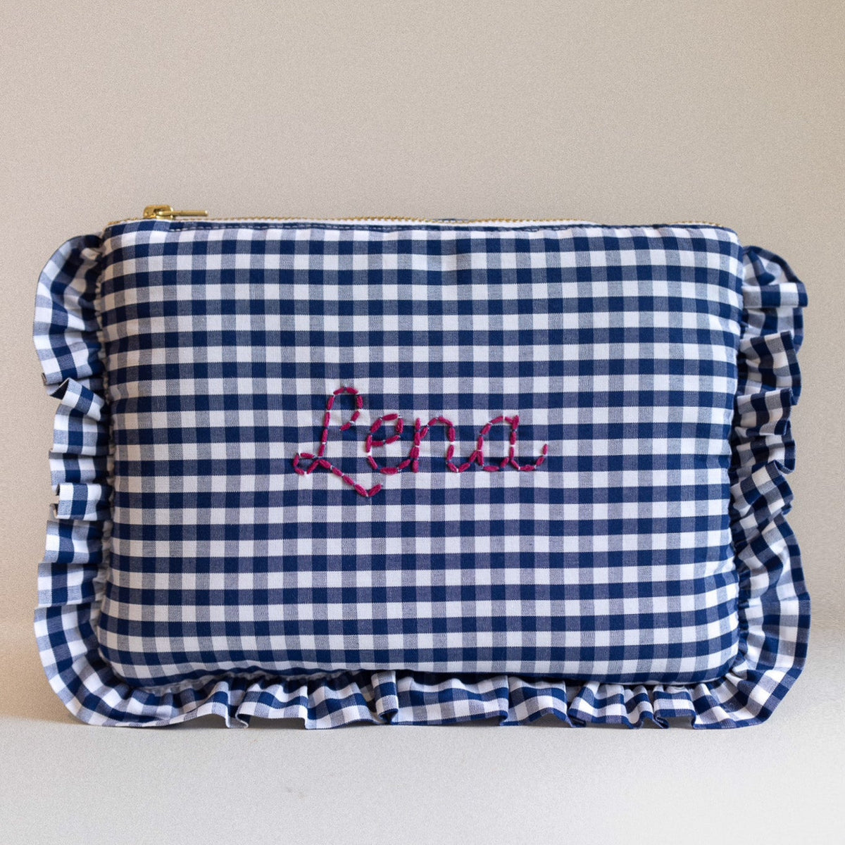 Zipped pouch - Vichy Navy Blue Froufrou – Cajou