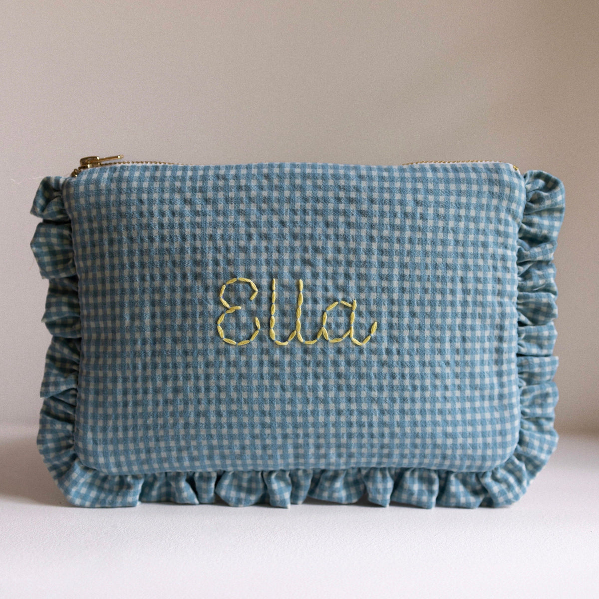 Zipped pouch - Vichy Azur Froufrou – Cajou